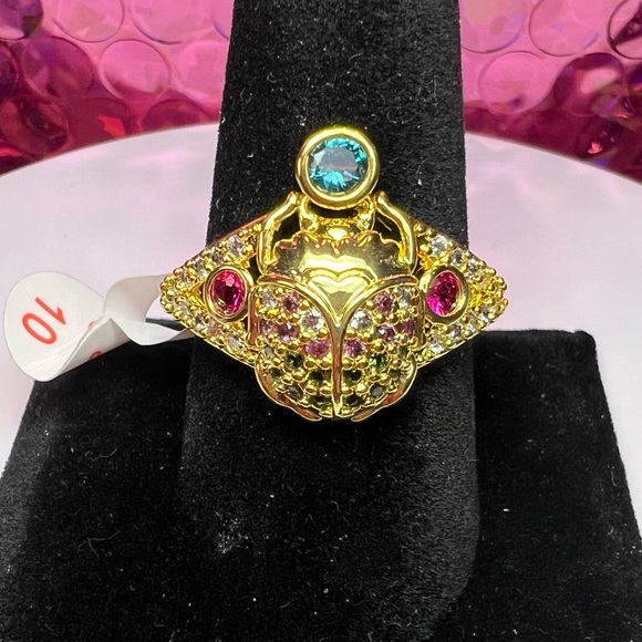 Bomb Party | Jewelry | Gold Scarab Beetle Lab Created London Blue ...